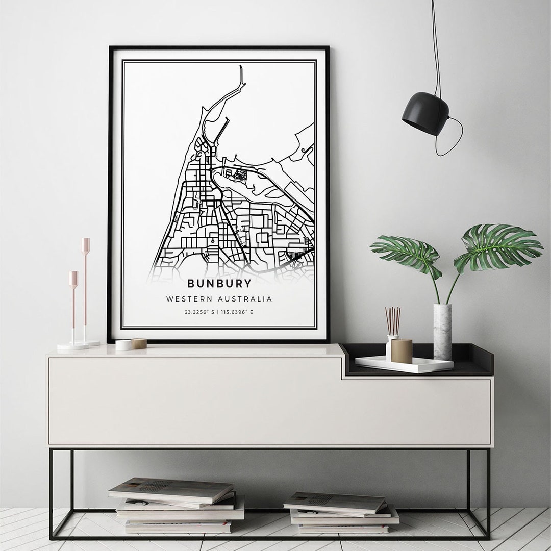 Bunbury Map Print | Minimalistic Wall Art Poster | City Maps ...