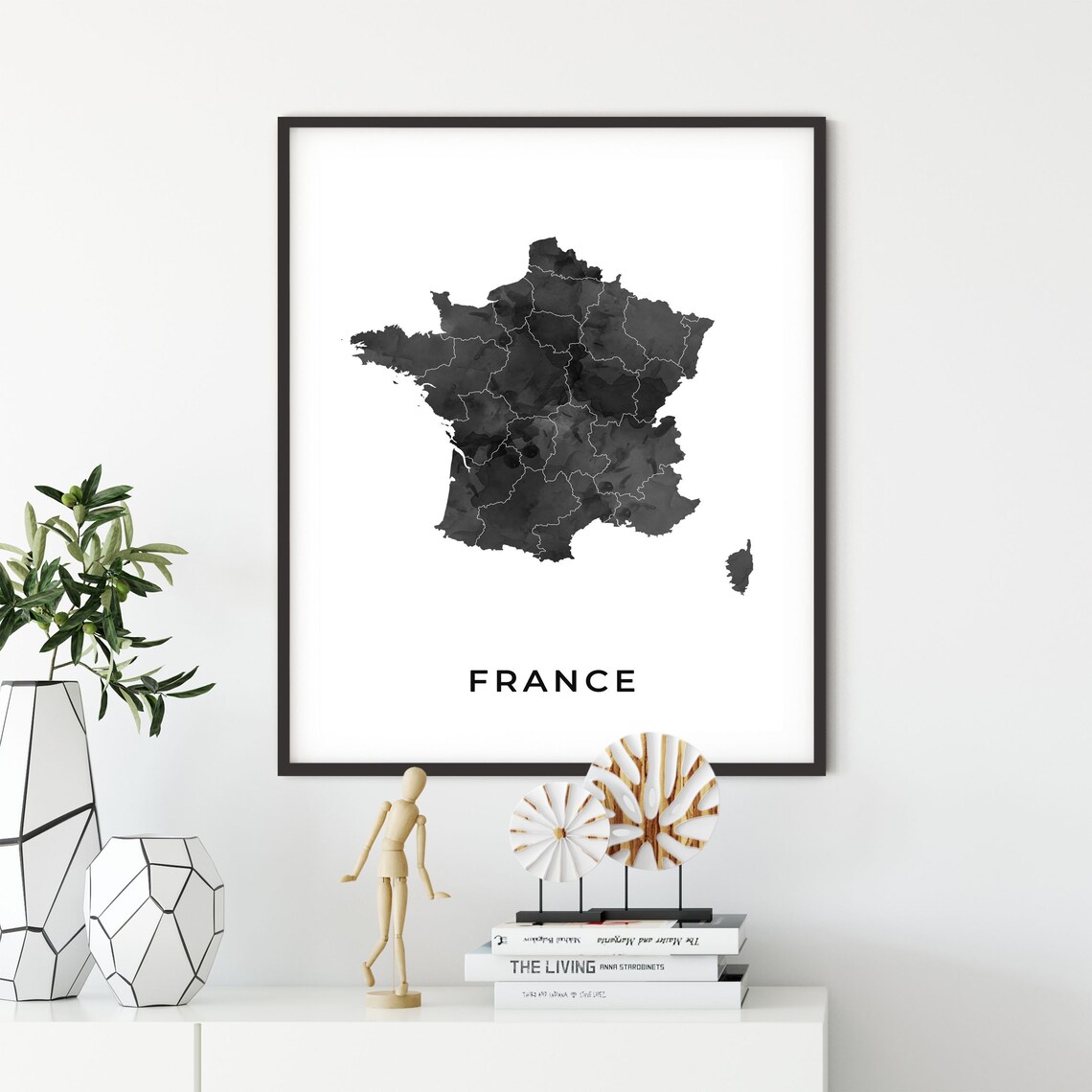 France Map Art Poster Black and White Wall Art Print of - Etsy