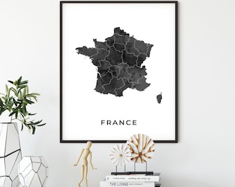 France Vintage Style Map Print France Map Poster Gift - Etsy
