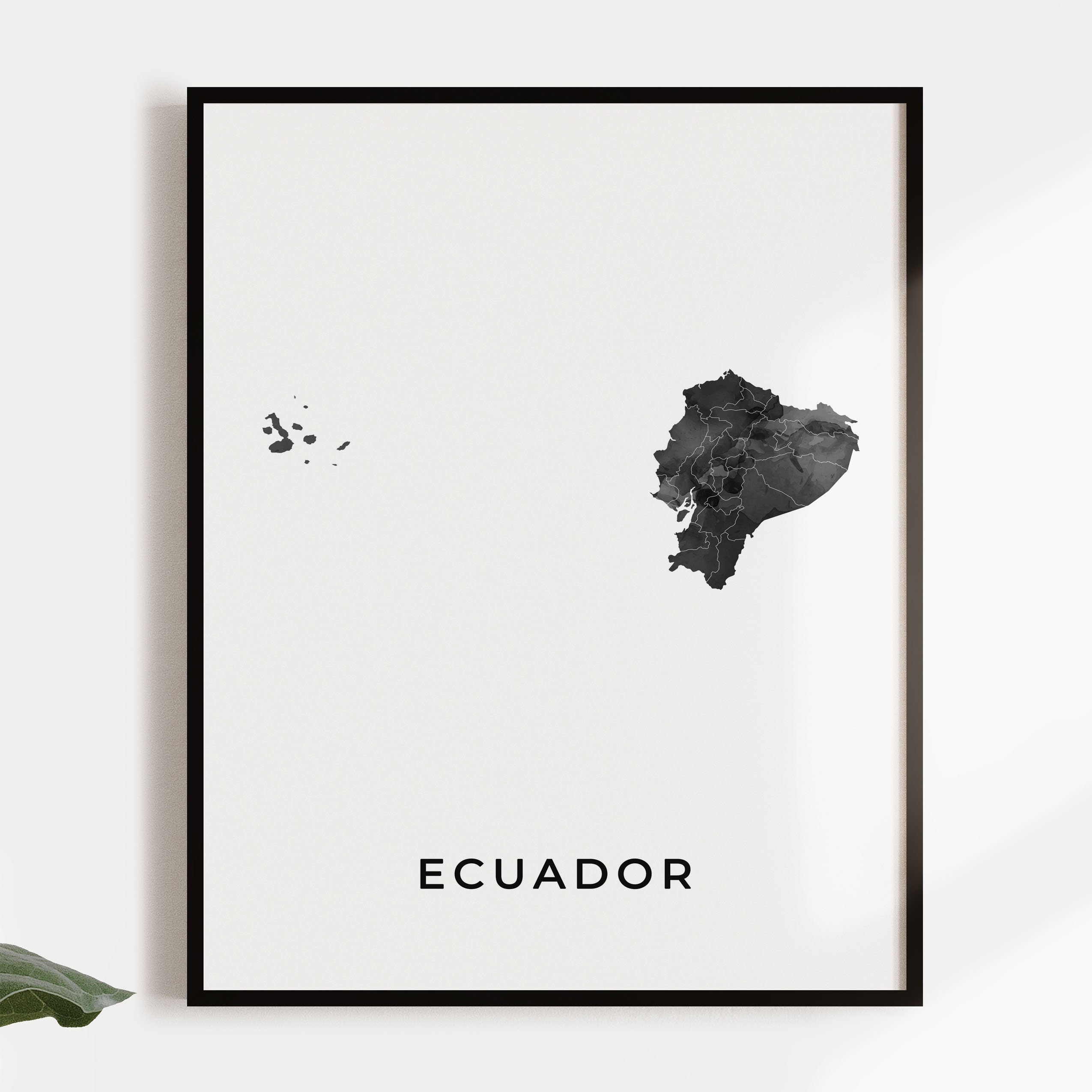 Ecuador Map Art Poster Black and White Wall Art Print of - Etsy