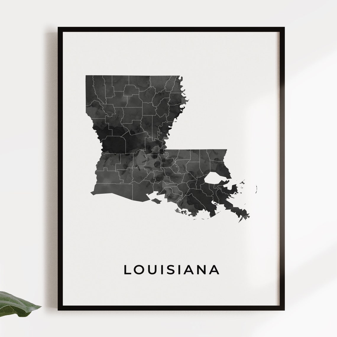 Louisiana map art poster black and white wall art print of | Etsy