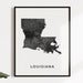 Louisiana Map Art Poster, Black and White Wall Art Print of Louisiana ...