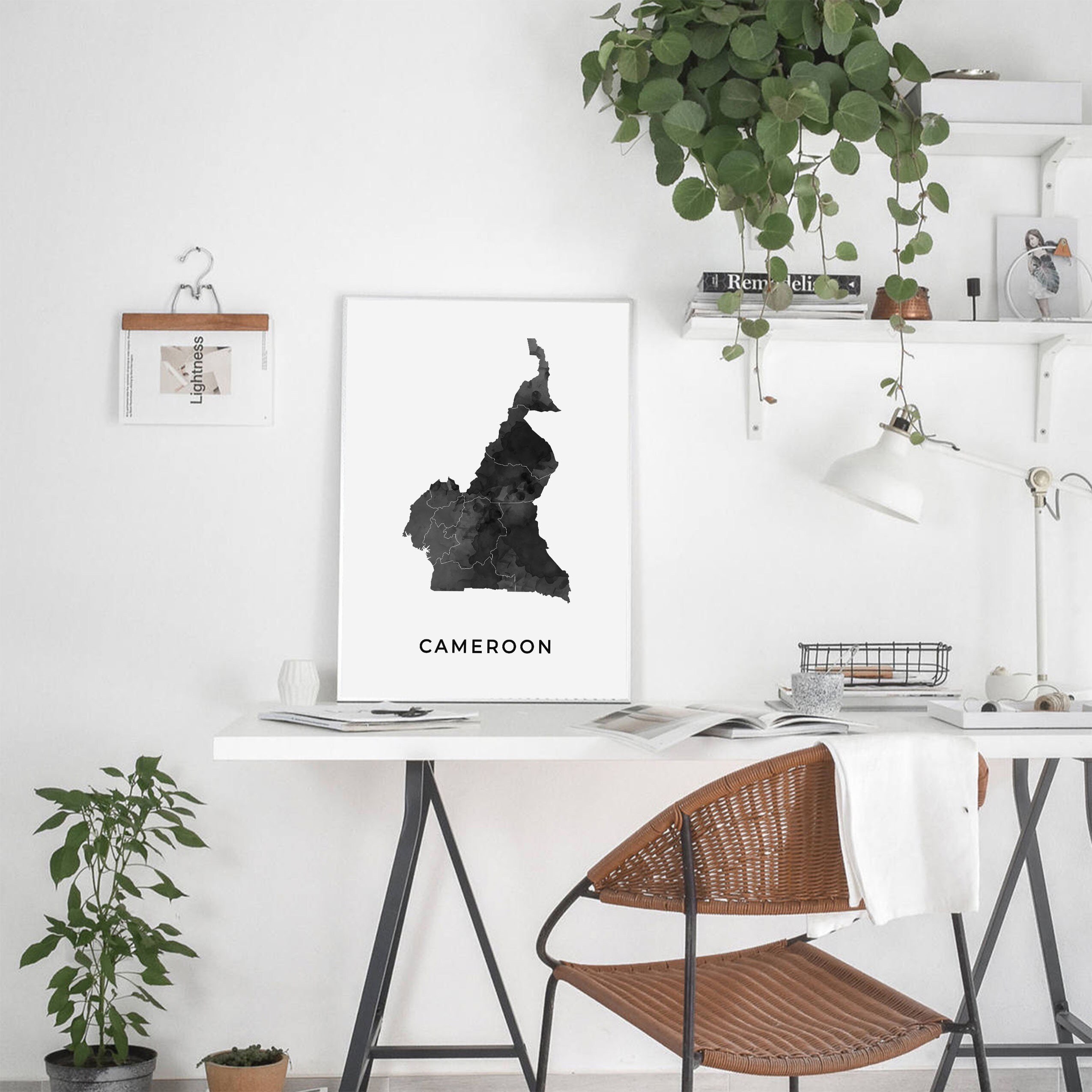 Cameroon Map Art Poster Black and White Wall Art Print of - Etsy