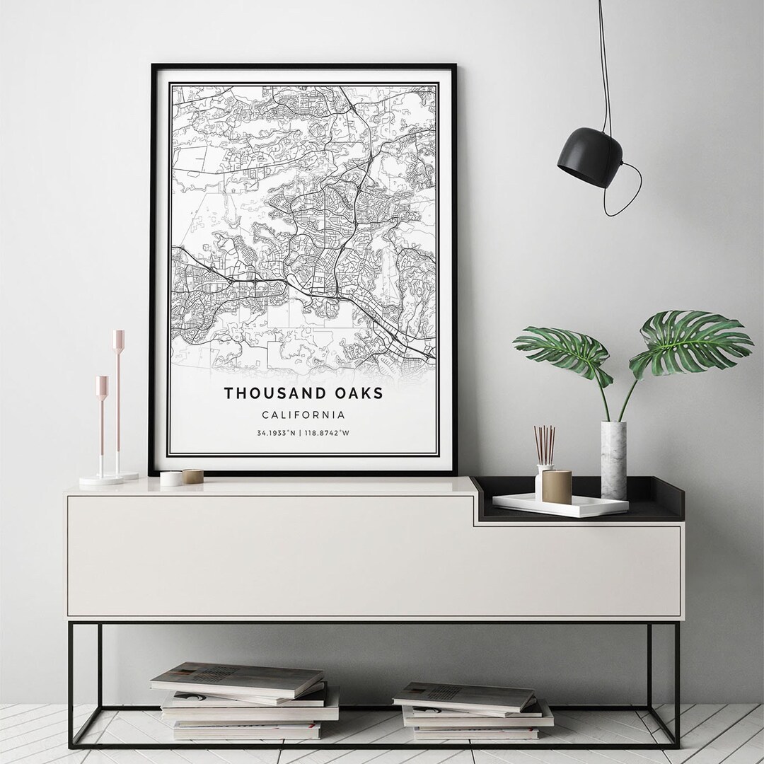 Thousand Oaks Map Print | Minimalistic Wall Art Poster | City Maps ...