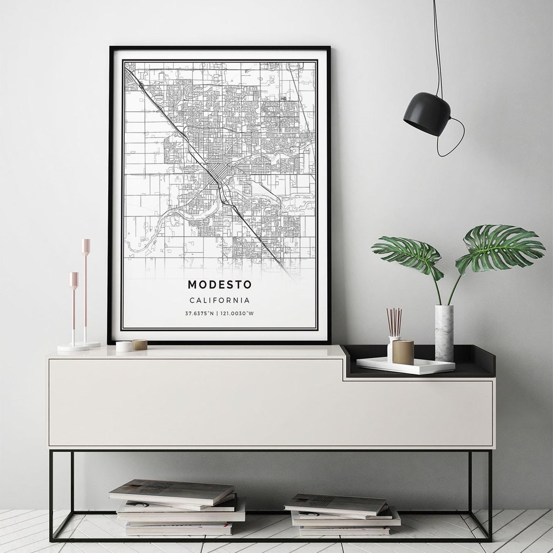 Modesto Map Print | Minimalistic Wall Art Poster | City Maps ...