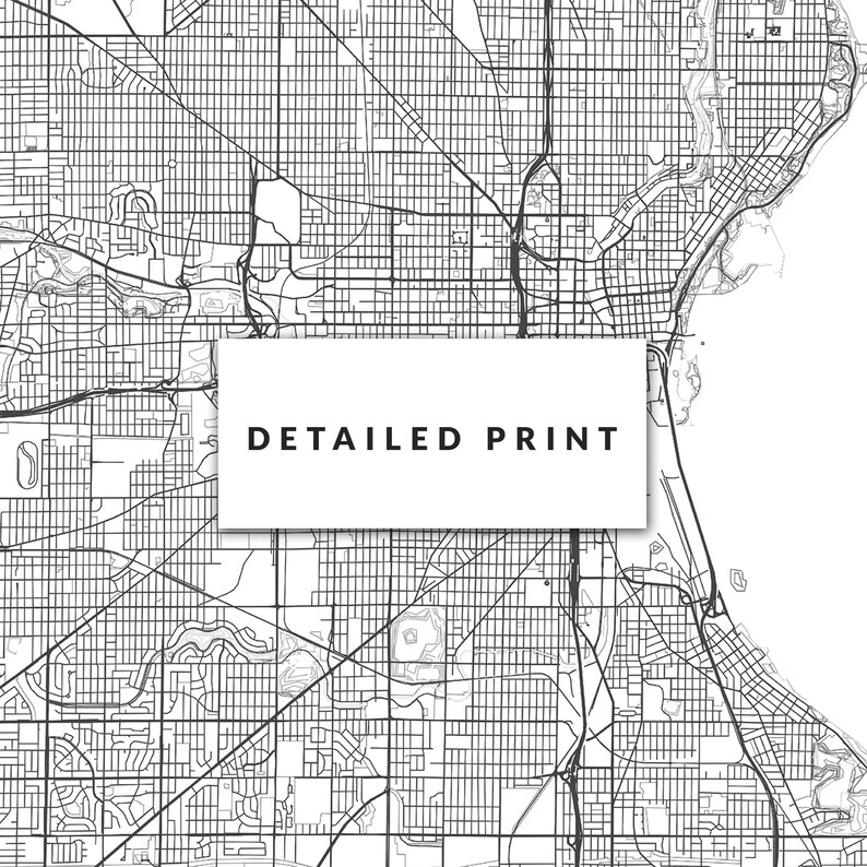 Milwaukee Map Print Minimalistic Wall Art Poster City Maps | Etsy