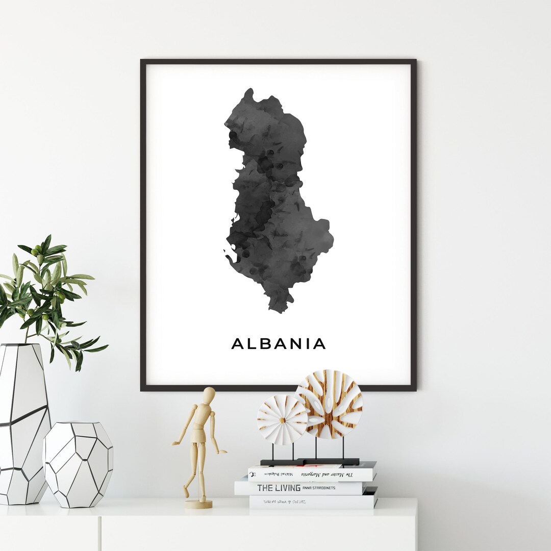 Albania Map Art Poster, Black and White Wall Art Print of Albania, Gift ...