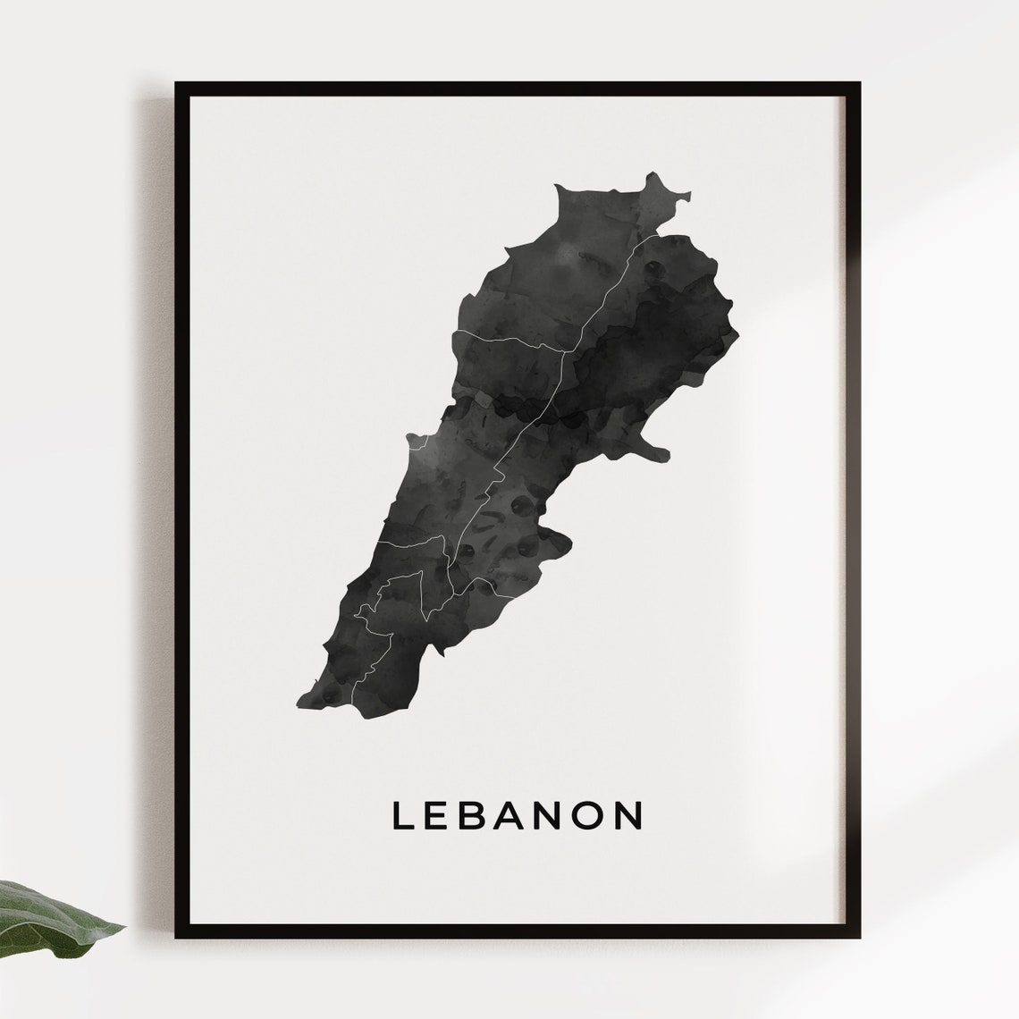 Lebanon Map Art Poster Black and White Wall Art Print of - Etsy