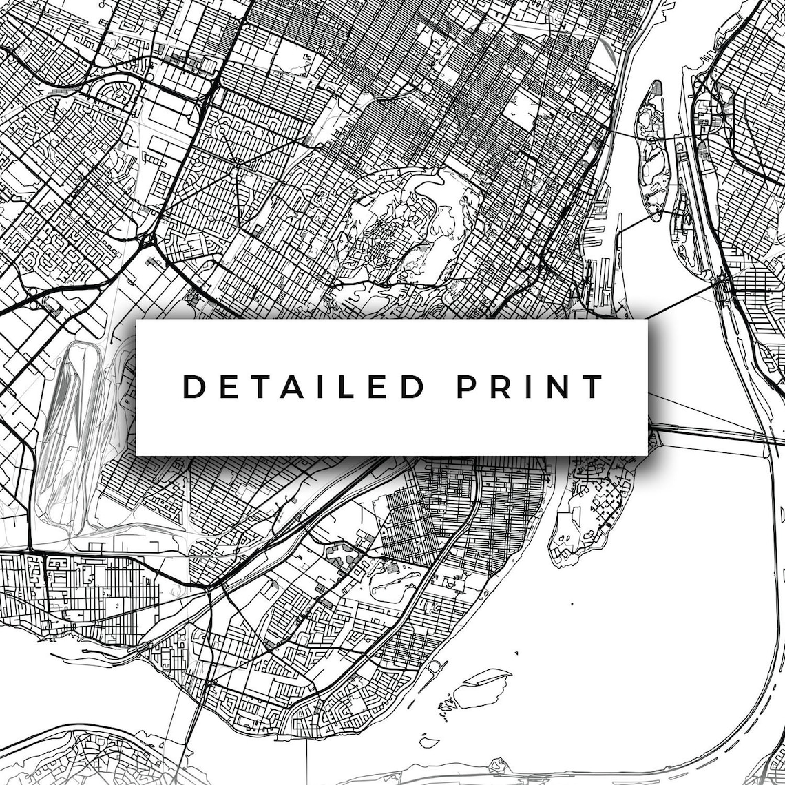 Montreal Map Canvas Print City Maps Wall Art Quebec Gift | Etsy