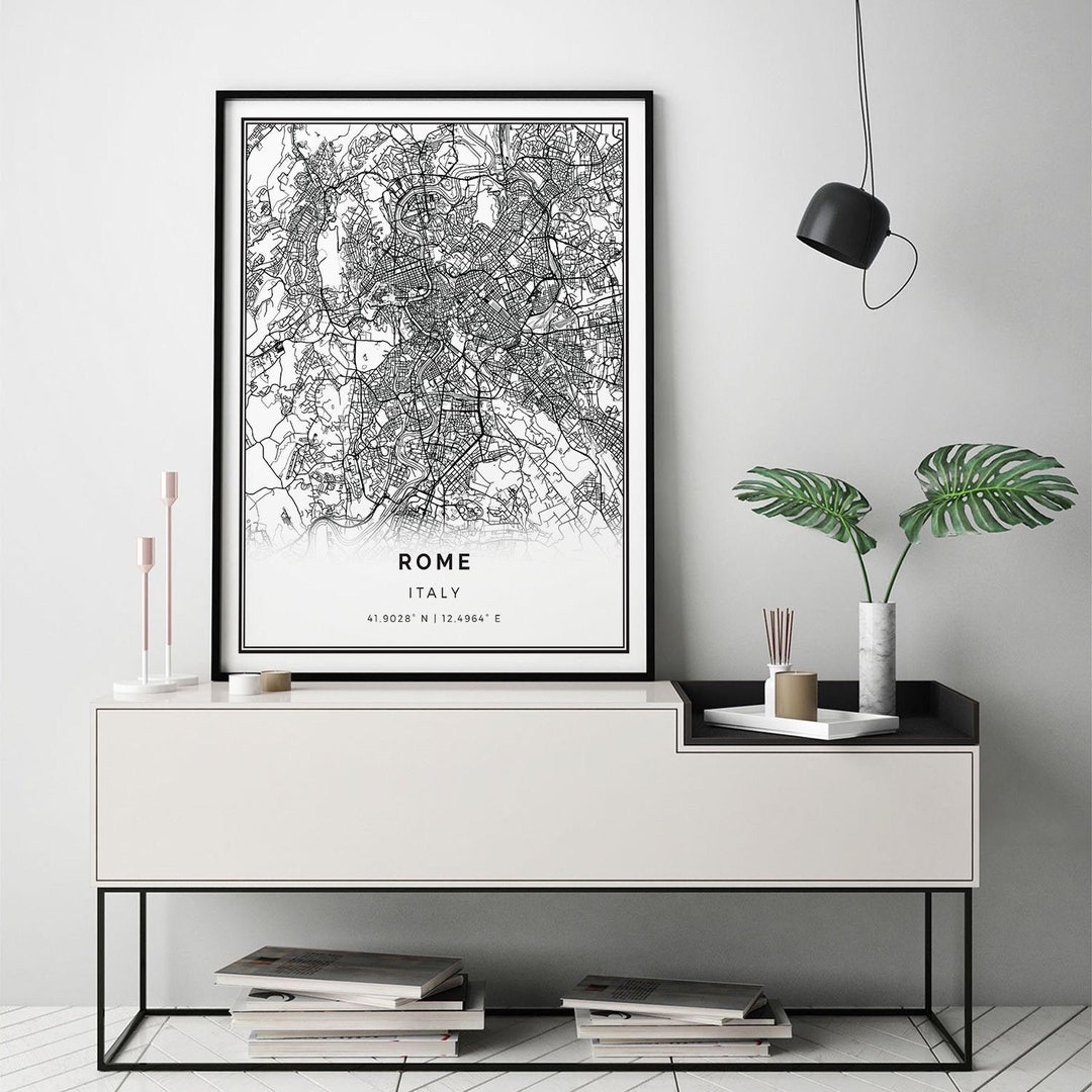 Rome Map Print | Minimalistic Wall Art Poster | City Maps Scandinavian ...