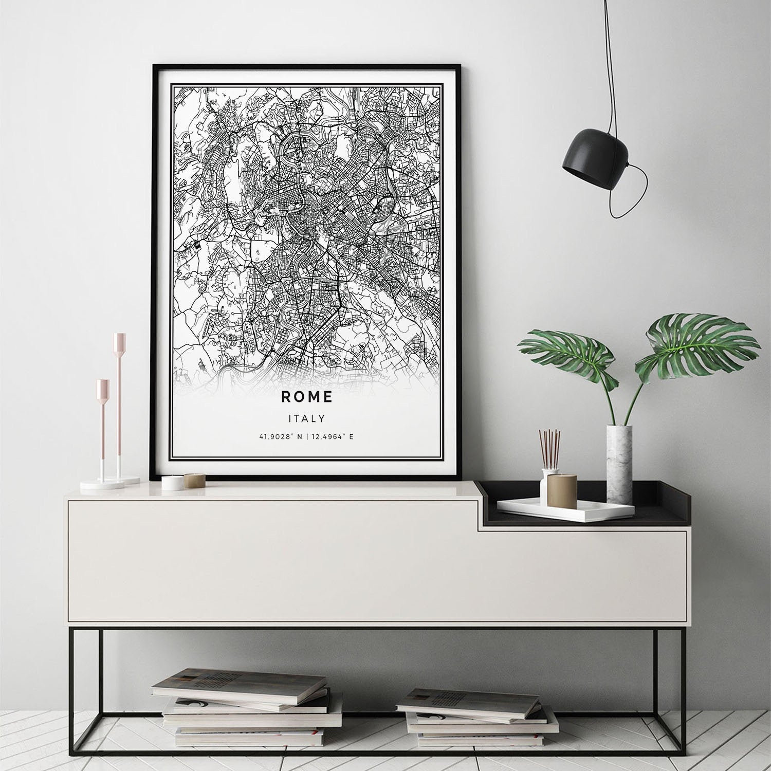 Rome map print Minimalistic wall art poster City maps | Etsy