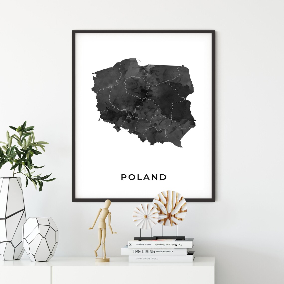 Poland Map Art Print: Black and White Home Wall Decor - Etsy