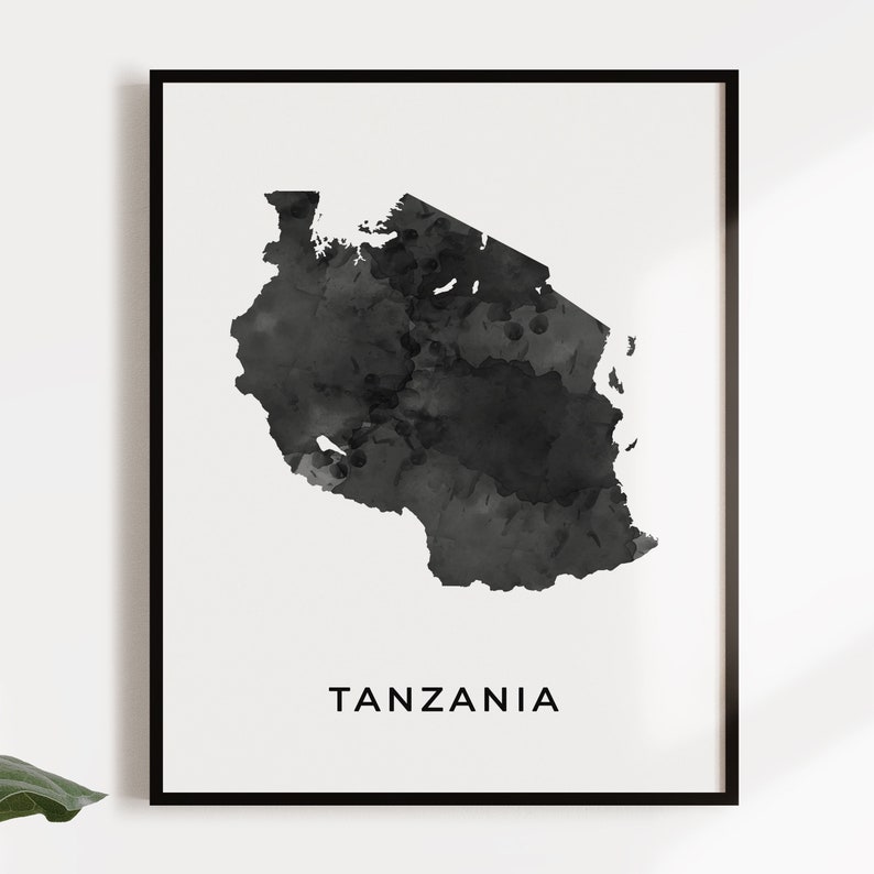 Tanzania Map Art Poster Black and White Wall Art Print of - Etsy