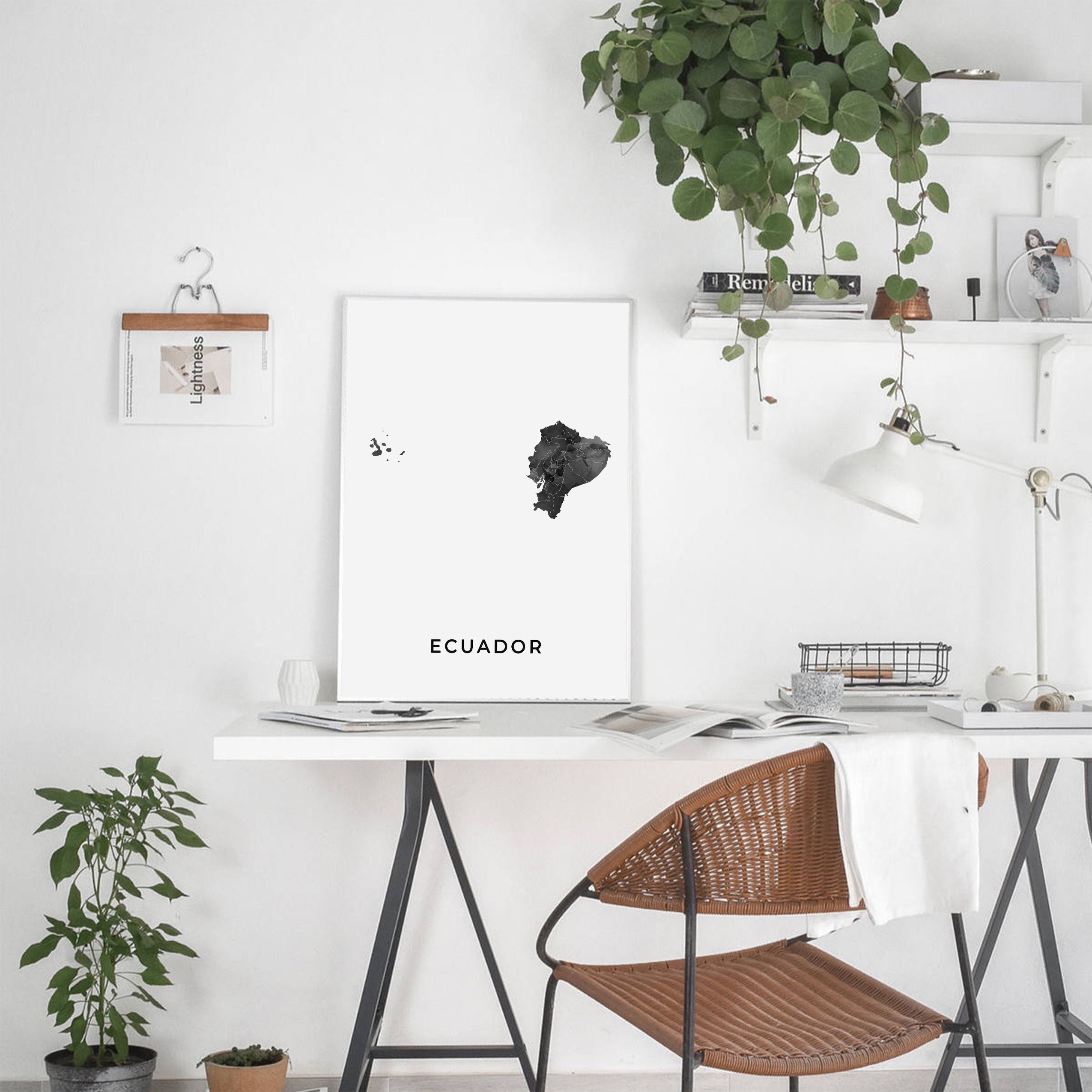 Ecuador Map Art Poster Black and White Wall Art Print of - Etsy