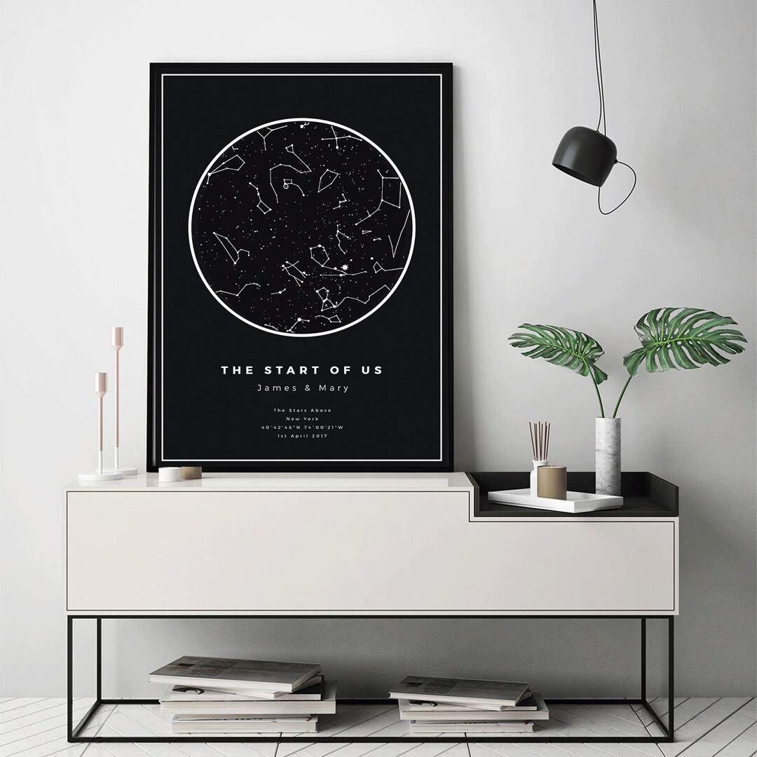 Custom Star Map, Night Sky Print Poster, Wedding Gift, Constellation ...