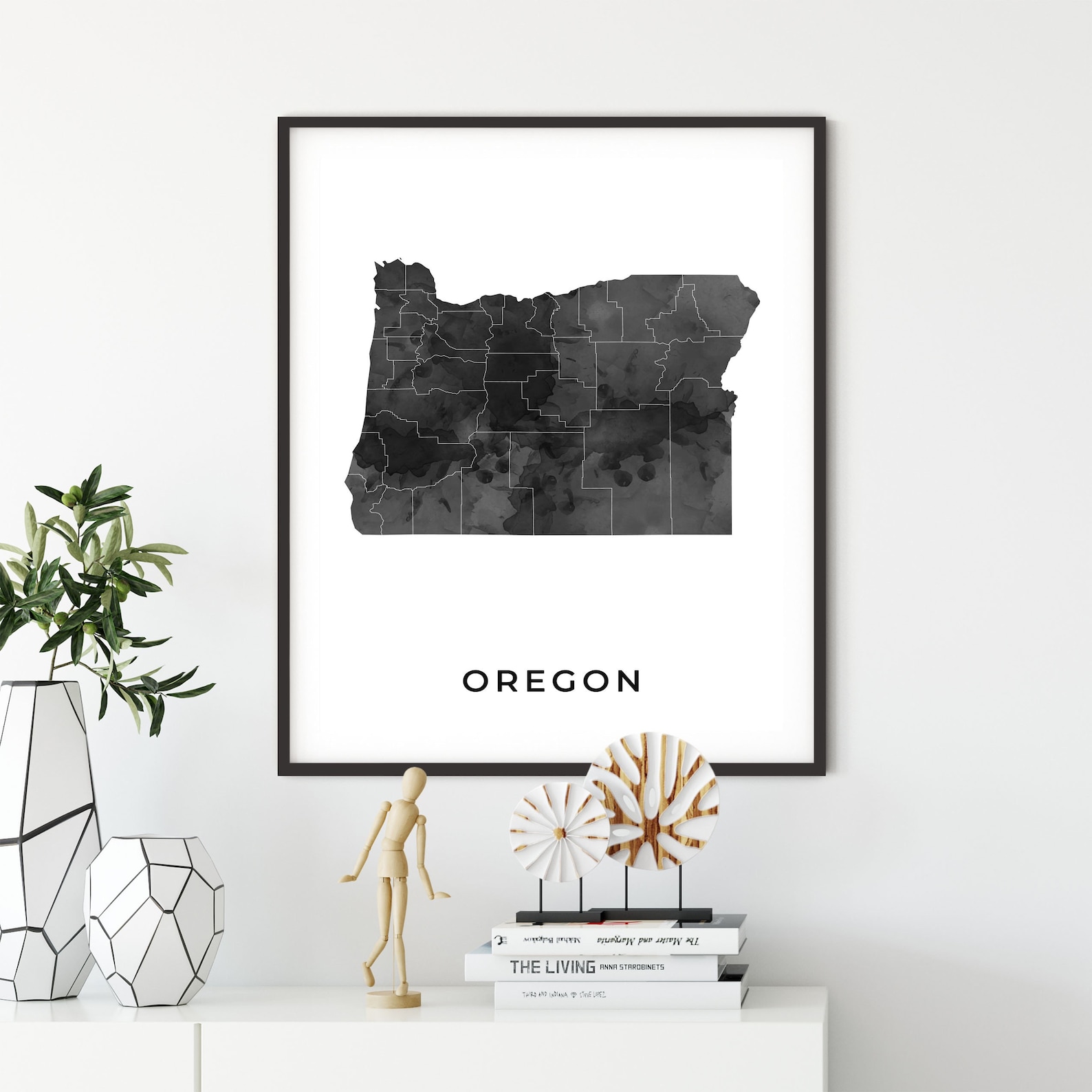 Oregon Map Art Print: Black and White Wall Decor - Etsy