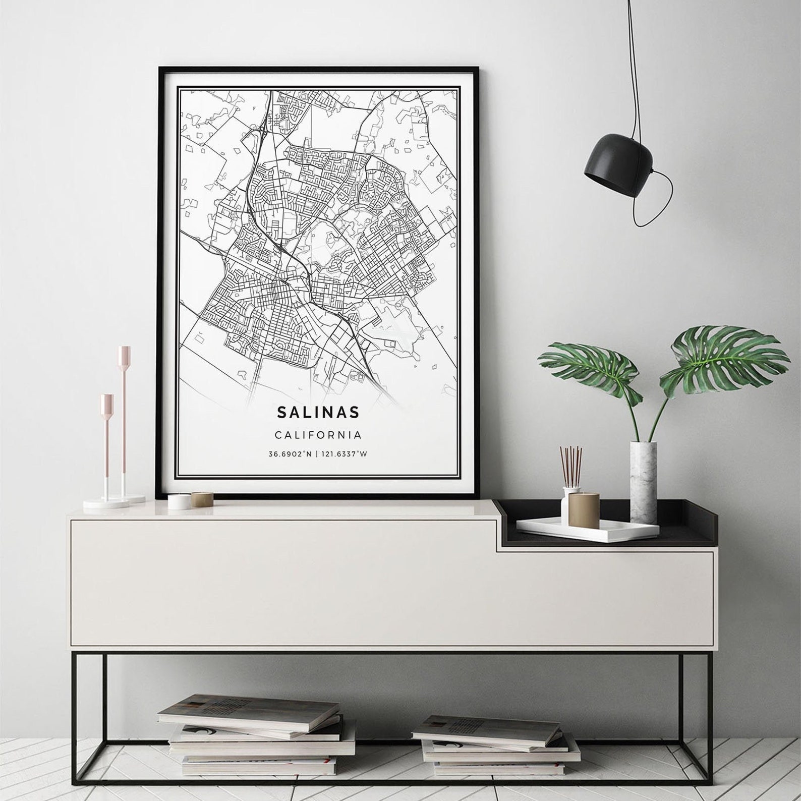 Salinas map print Minimalistic wall art poster City maps | Etsy