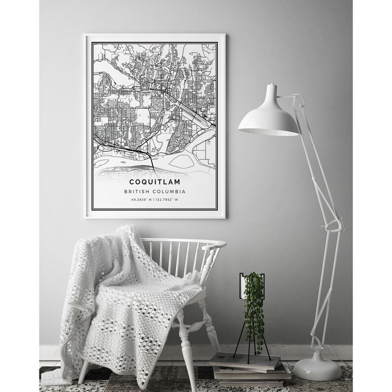 Coquitlam Map Print Minimalistic Wall Art Poster City Maps - Etsy