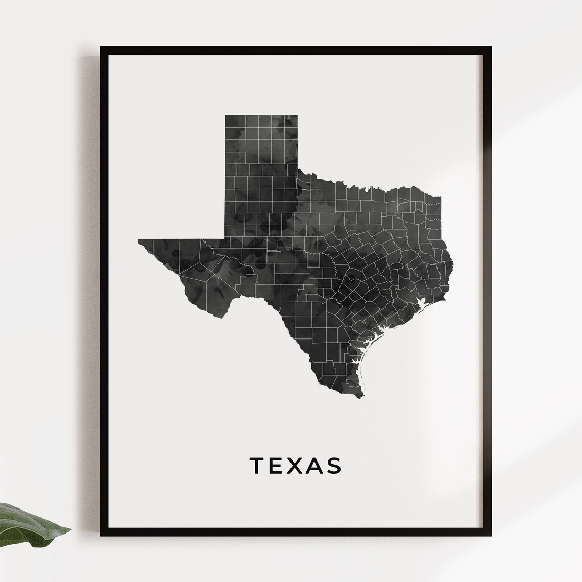 Texas Map Art Poster Black and White Wall Art Print of Texas - Etsy