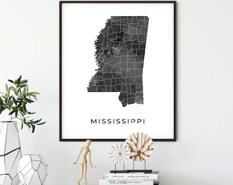 Mississippi Watercolor Map USA Art Print 403 - Etsy