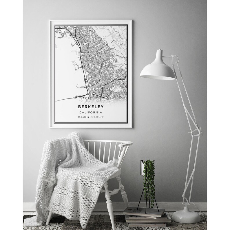 Berkeley Map Print Minimalistic Wall Art Poster City Maps - Etsy