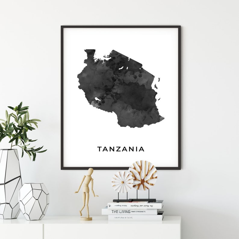 Tanzania Map Art Poster Black and White Wall Art Print of - Etsy