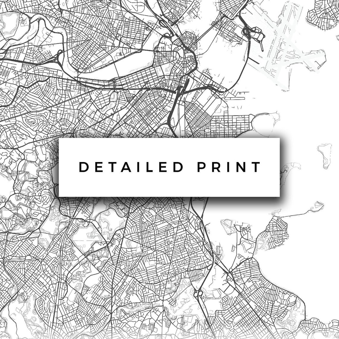 Boston Map Canvas Print City Maps Wall Art Massachusetts | Etsy