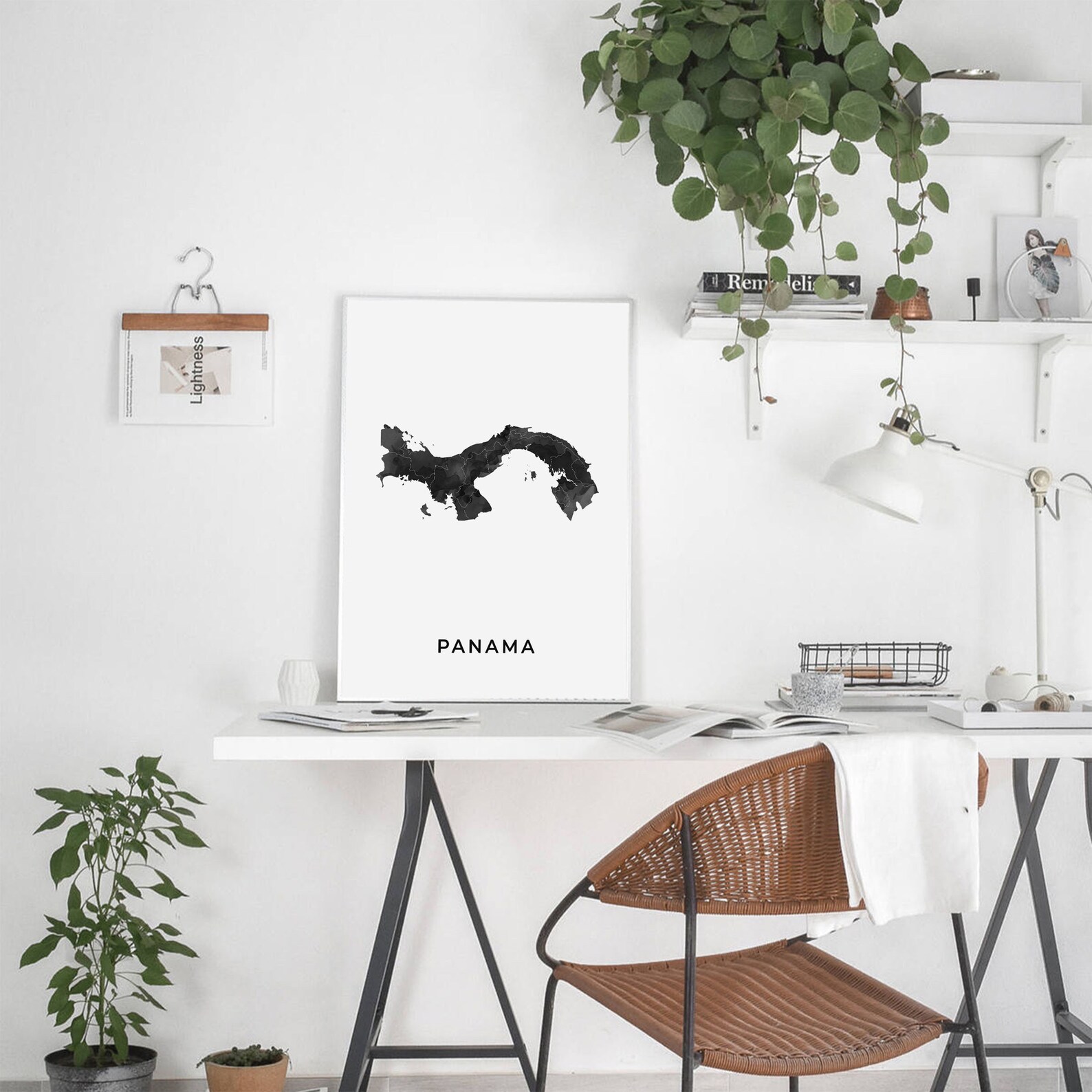 Panama Map Art Poster Black and White Wall Art Print of - Etsy