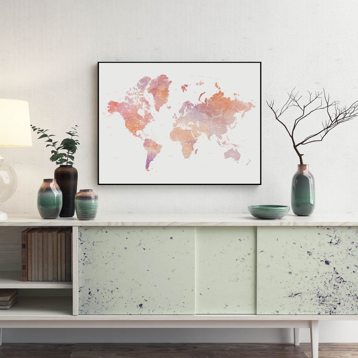 Marble World Map Pink Marble World Map Marble World Print - Etsy