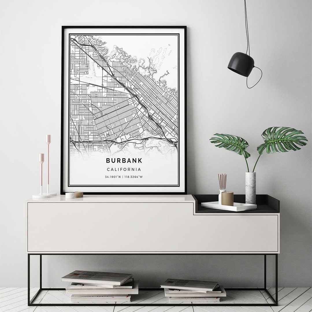 Burbank Map Print | Minimalistic Wall Art Poster | City Maps ...