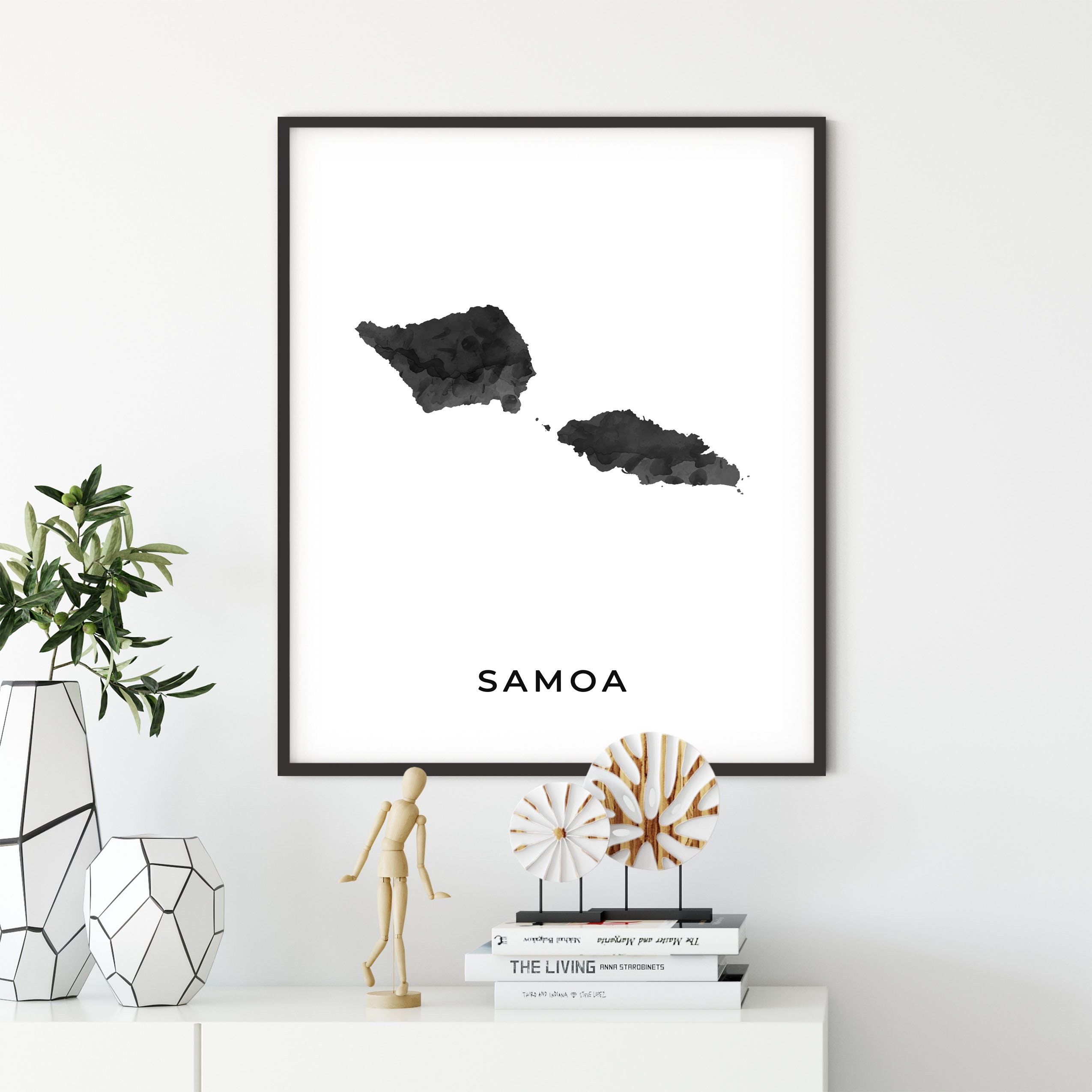 Samoa Map Art Poster Black and White Wall Art Print of Samoa - Etsy