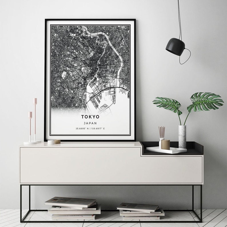 Tokyo map print Minimalistic wall art poster City maps | Etsy