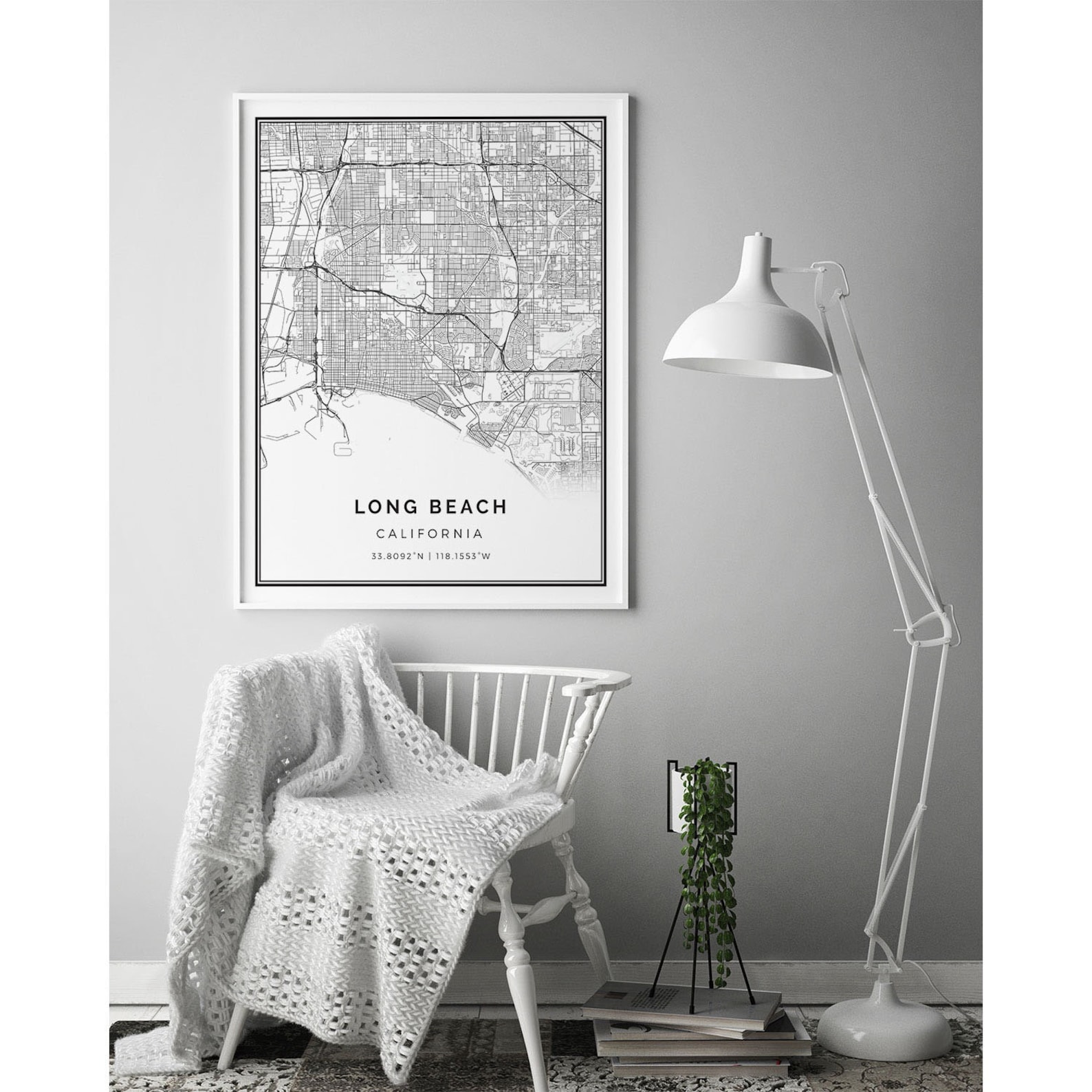 Long Beach Map Print Minimalistic Wall Art Poster City | Etsy