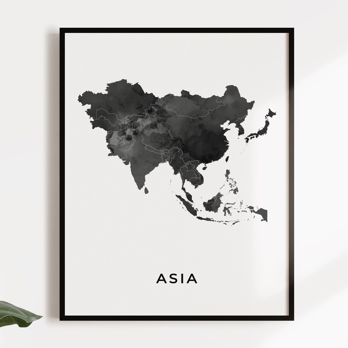 Asia Map Art Poster Black and White Wall Art Print of Asia - Etsy