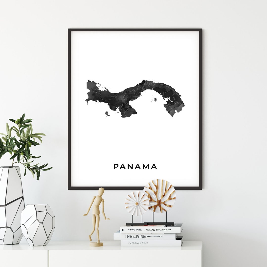 Panama Map Art Poster, Black and White Wall Art Print of Panama, Gift ...