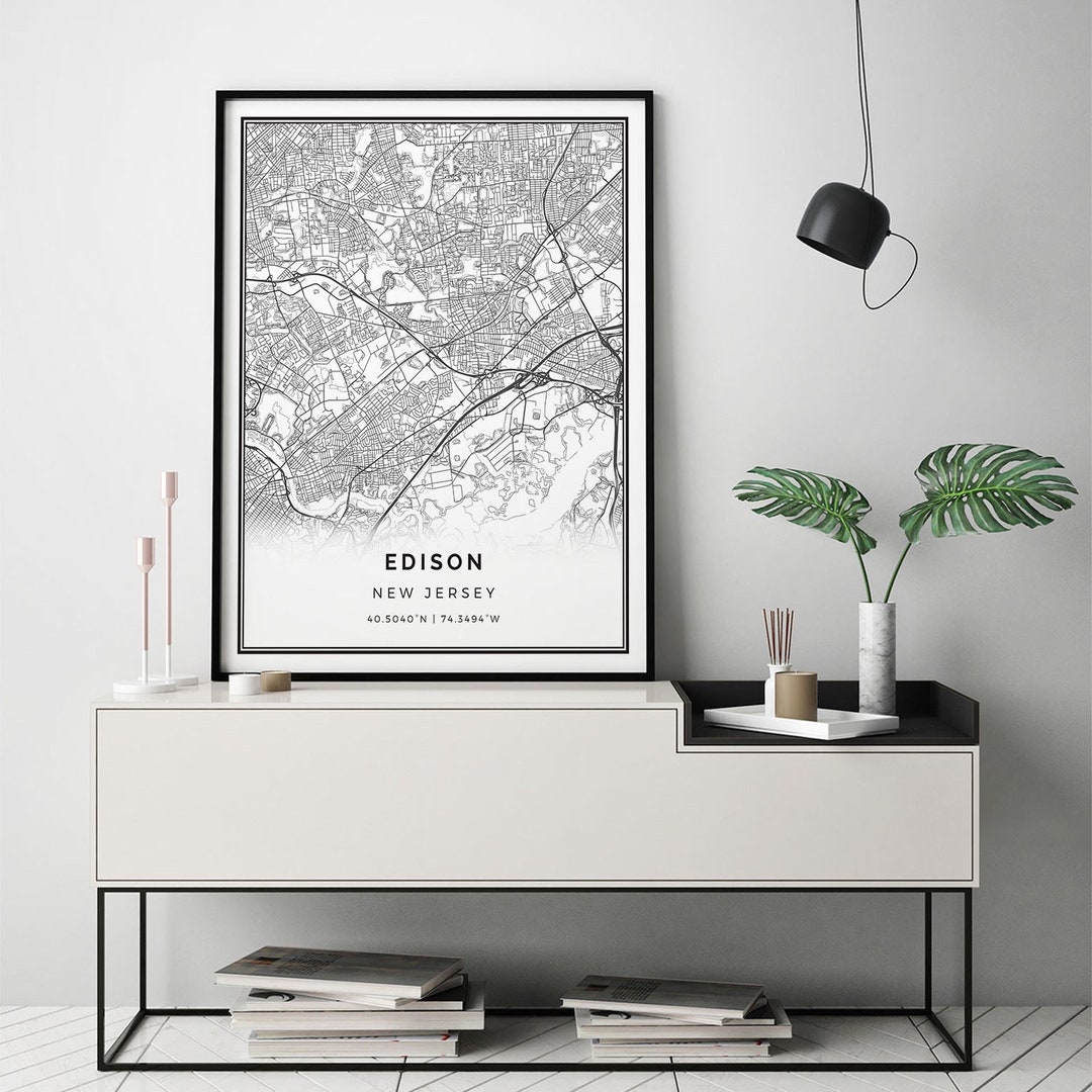 Edison Map Print | Minimalistic Wall Art Poster | City Maps ...