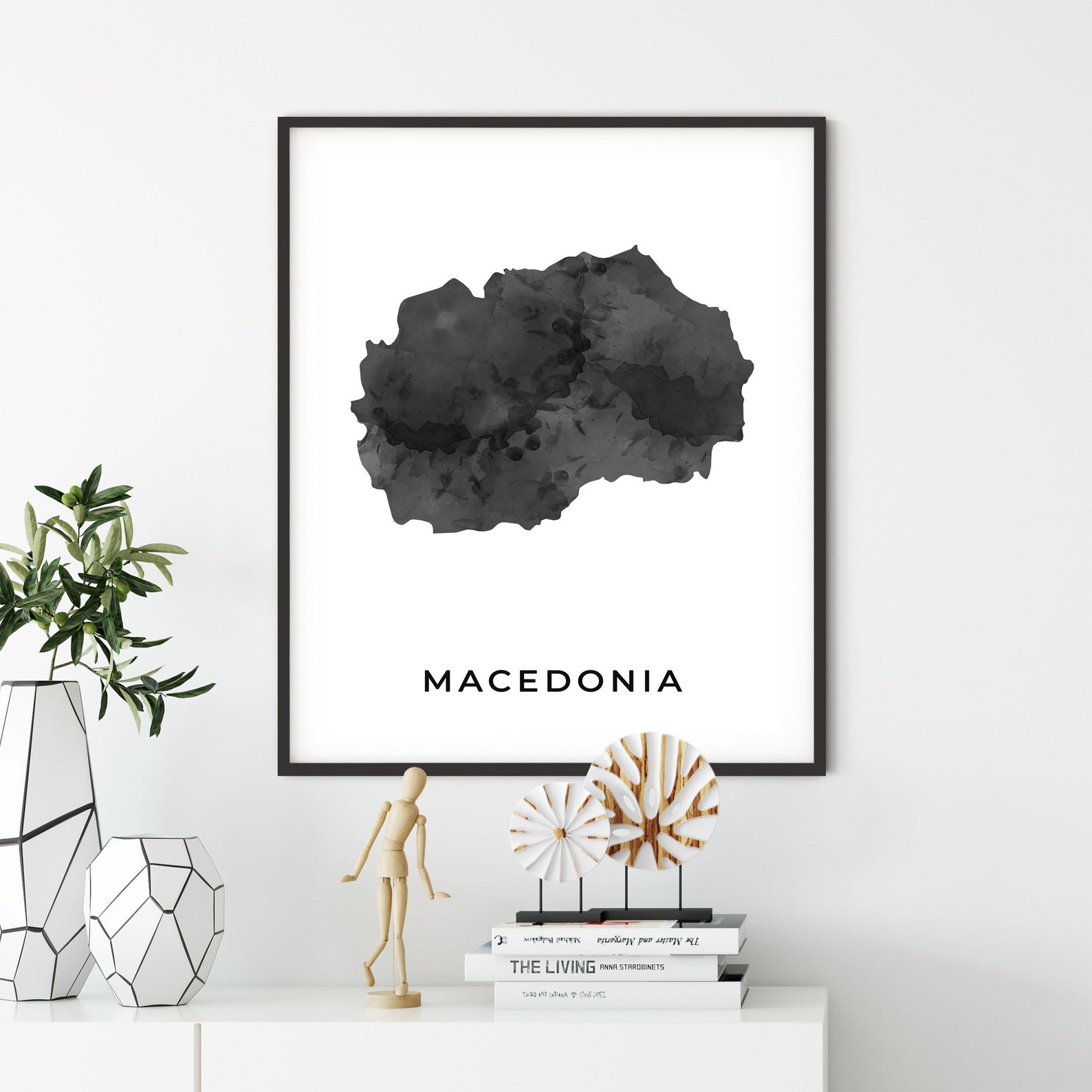 Macedonia Map Art Poster Black and White Wall Art Print of | Etsy