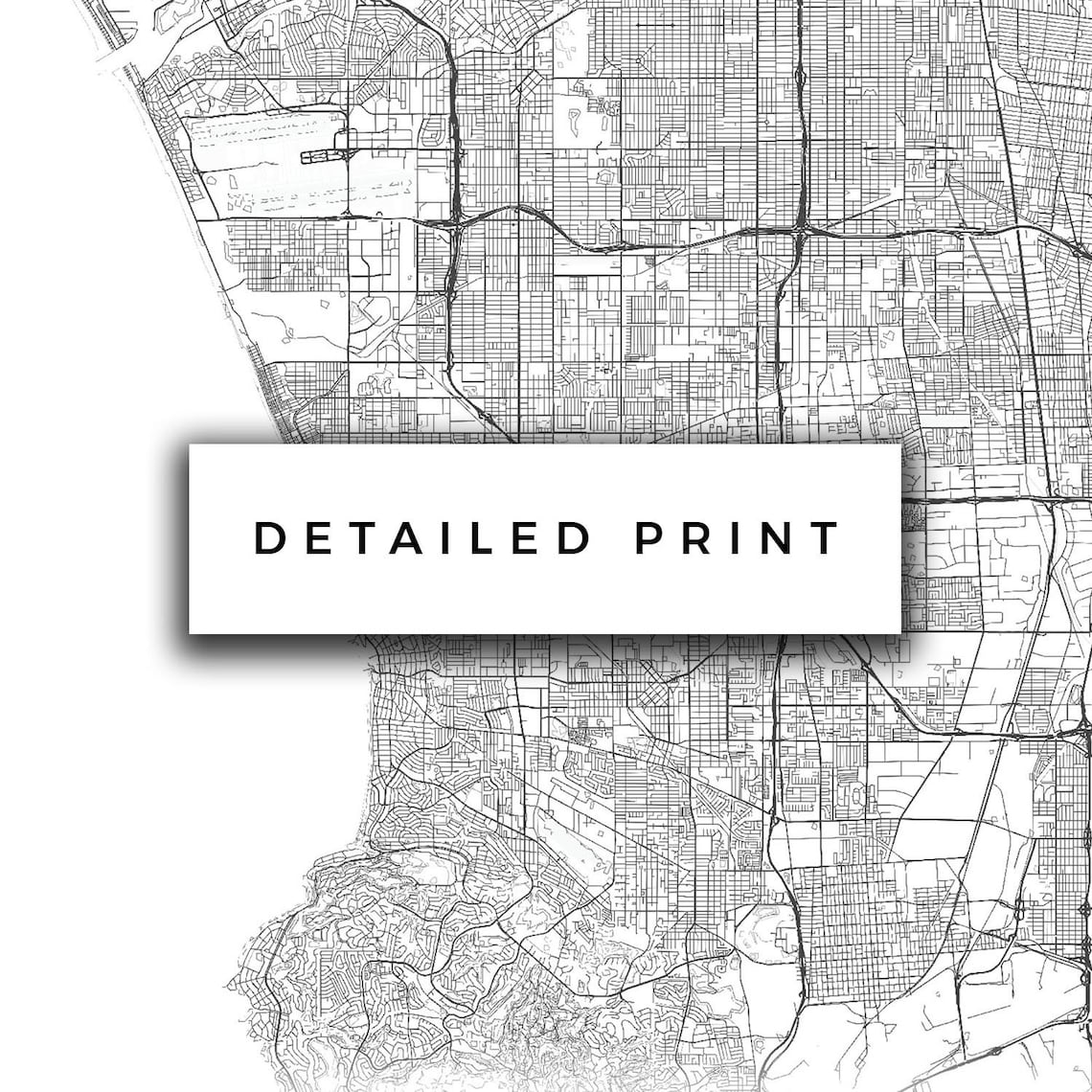 Los Angeles Map Canvas Print LA City Map City Maps Wall | Etsy