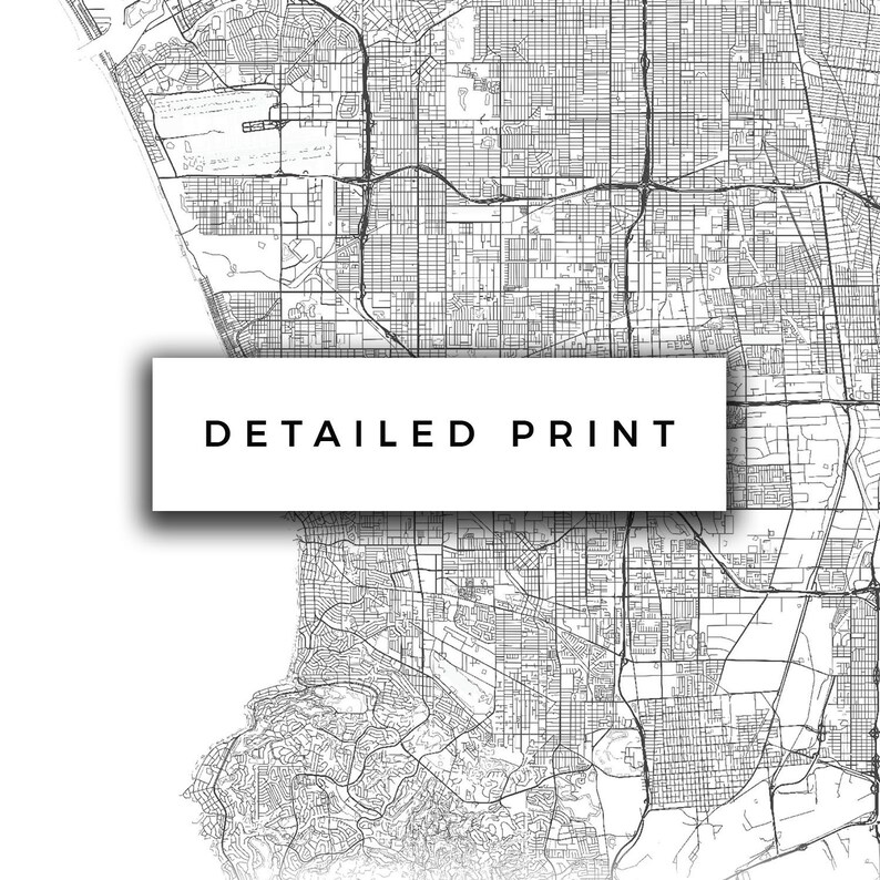 Los Angeles Map Canvas Print LA City Map City Maps Wall | Etsy