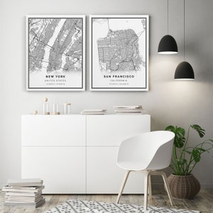 New York Map Canvas Print City Maps Wall Art United States - Etsy