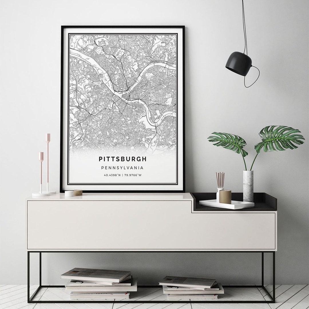 Pittsburgh Map Print | Minimalistic Wall Art Poster | City Maps ...