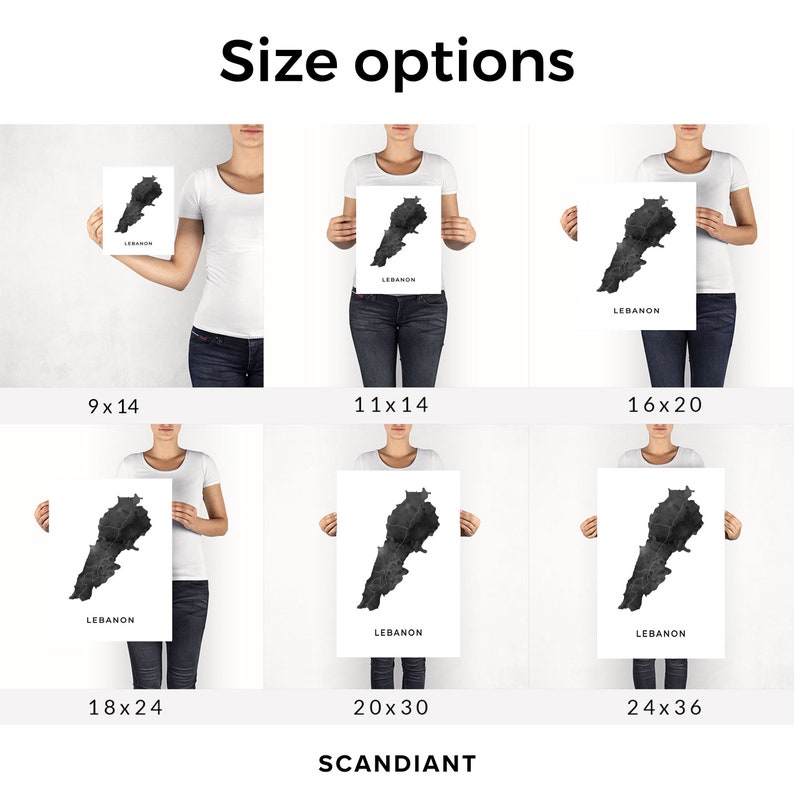 Lebanon Map Art Poster Black and White Wall Art Print of | Etsy