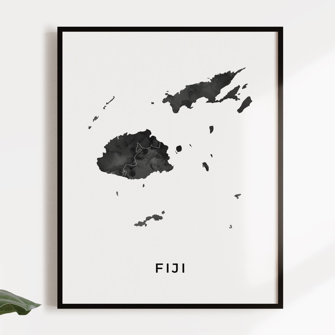 Fiji Map Art Poster Black and White Wall Art Print of Fiji - Etsy