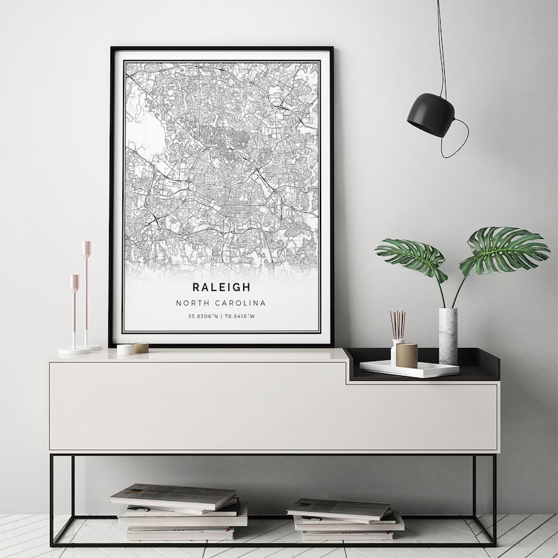 Raleigh Map Print Minimalistic Wall Art Poster City Maps | Etsy