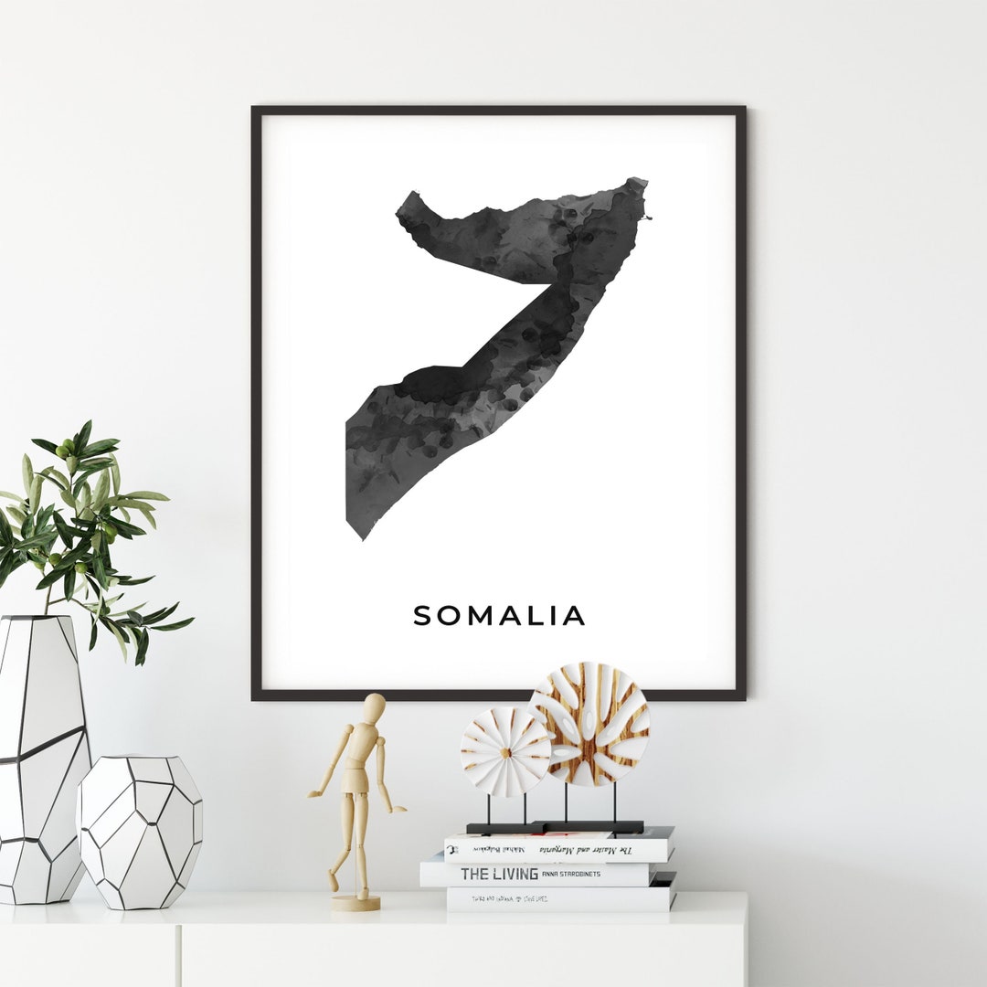 Somalia Map Art Poster, Black and White Wall Art Print of Somalia, Gift ...