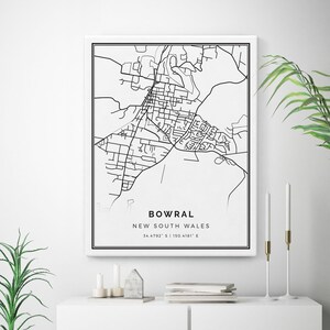 Bowral Map Canvas Print City Maps Wall Art New South Wales | Etsy