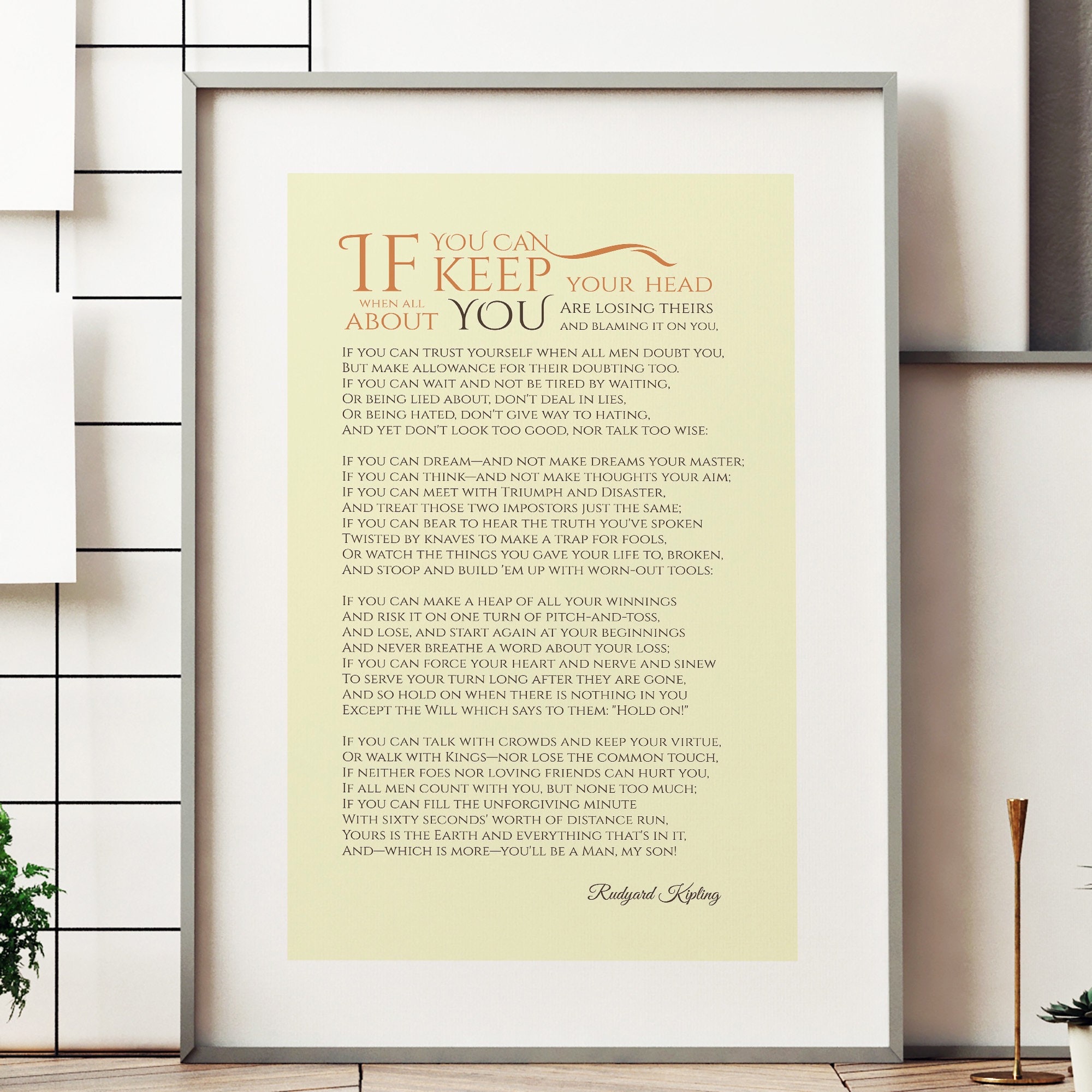 IF Rudyard Kipling Poem Print You'll Be A Man If Poster | Etsy