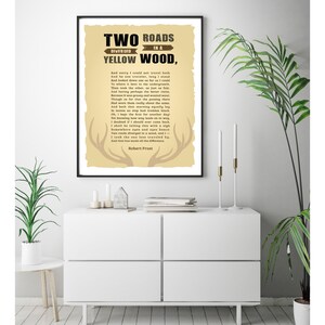 Robert Frost Poem Quote Print, the Road Not Taken Poem Poster, Two Roads Diverged Literary Gift ...