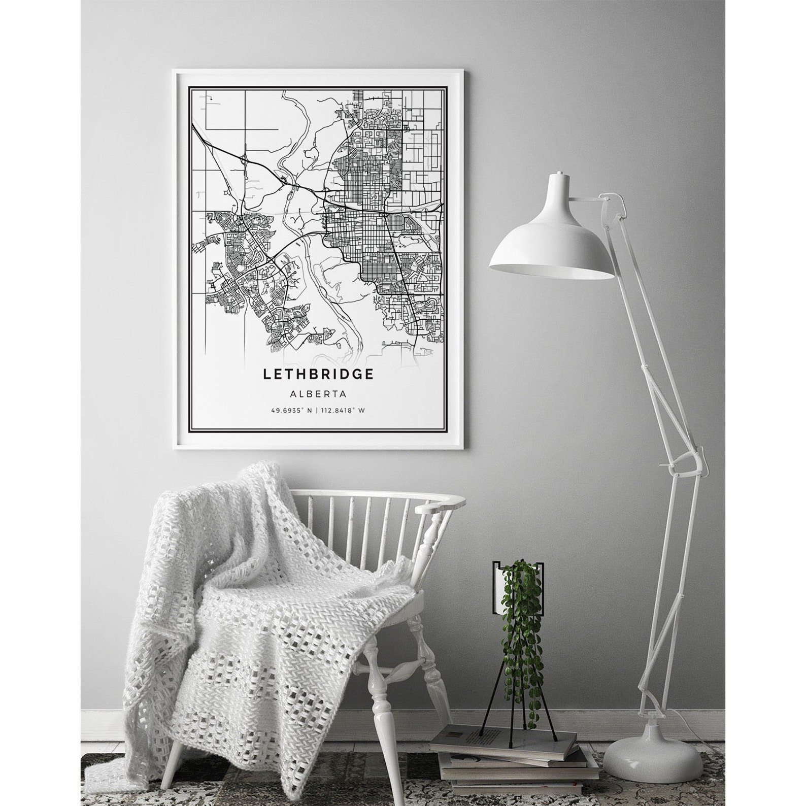 Lethbridge Map Print Minimalistic Wall Art Poster City | Etsy