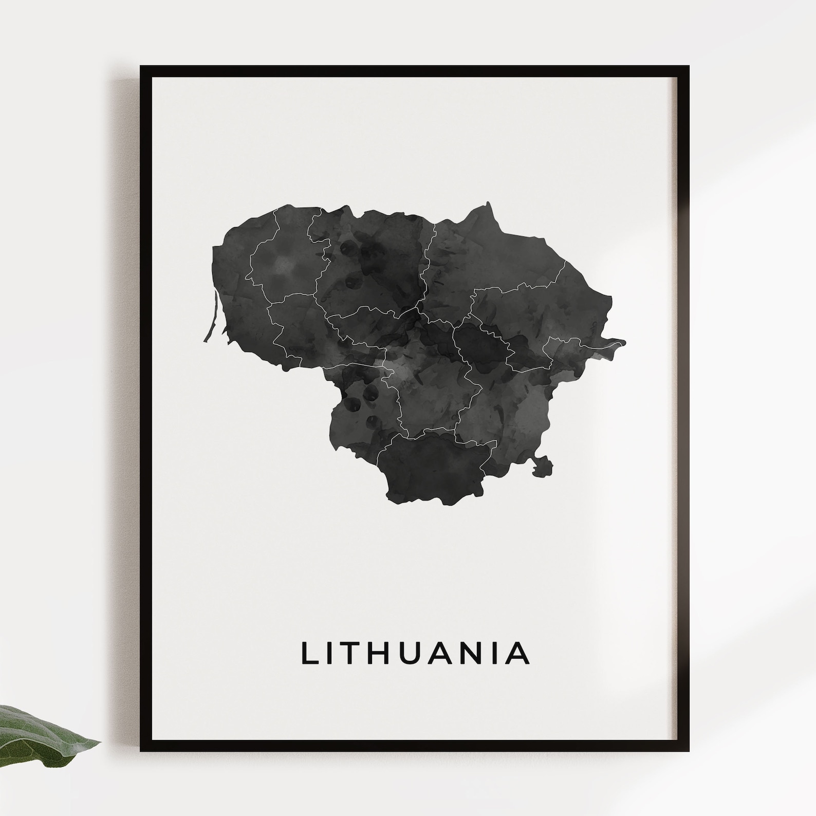 Lithuania Map Art Poster Black and White Wall Art Print of | Etsy